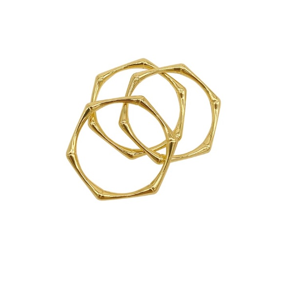 adornia | Jewelry | 4k Gold Plated Bamboo Ring Set | Poshmark